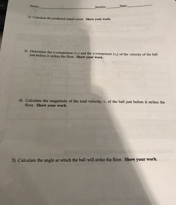 Solved Determining the Initial Velocity ) Vertical Distance | Chegg.com