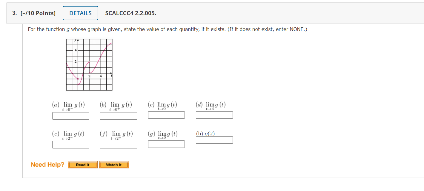 Solved 3. [-/10 Points] DETAILS SCALCCC4 2.2.005. For the | Chegg.com