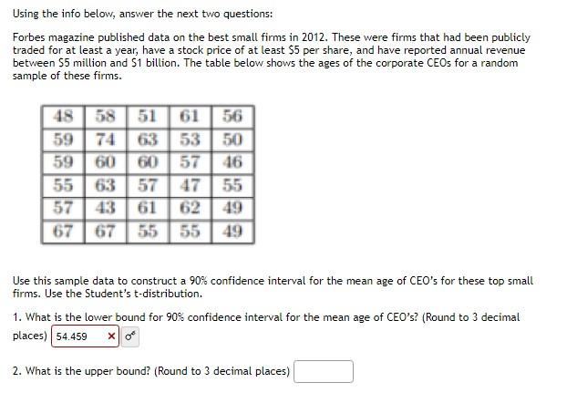 Solved Using the info below, answer the next two questions: | Chegg.com