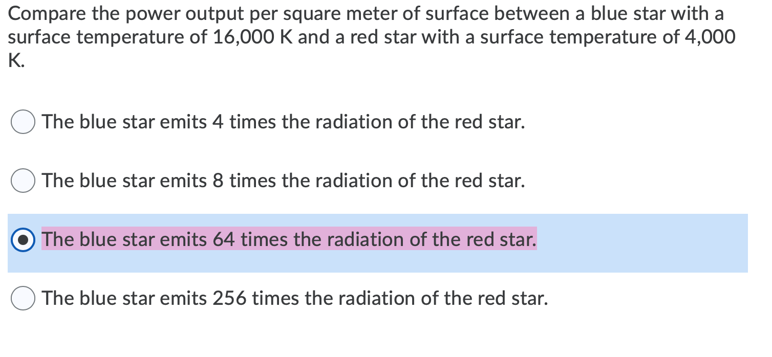 Solved Compare the power output per square meter of surface | Chegg.com