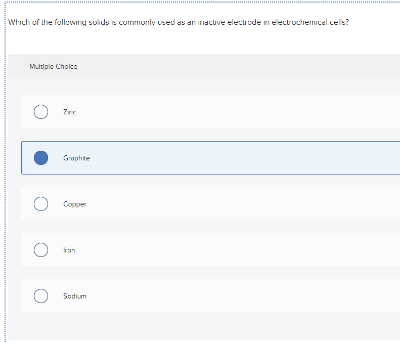 Solved Which of the following solids is commonly used as an | Chegg.com