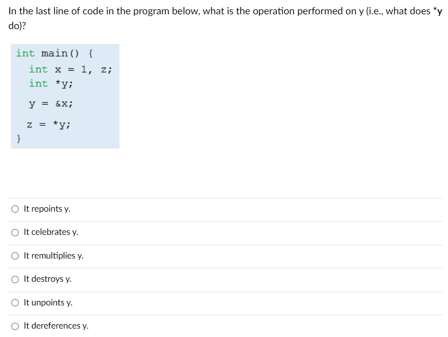 Solved In the last line of code in the program below, what | Chegg.com