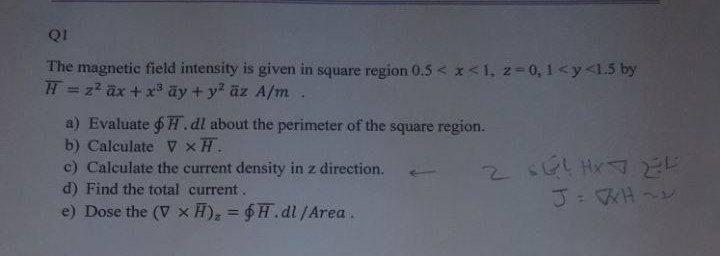 Solved Q1 The magnetic field intensity is given in square | Chegg.com