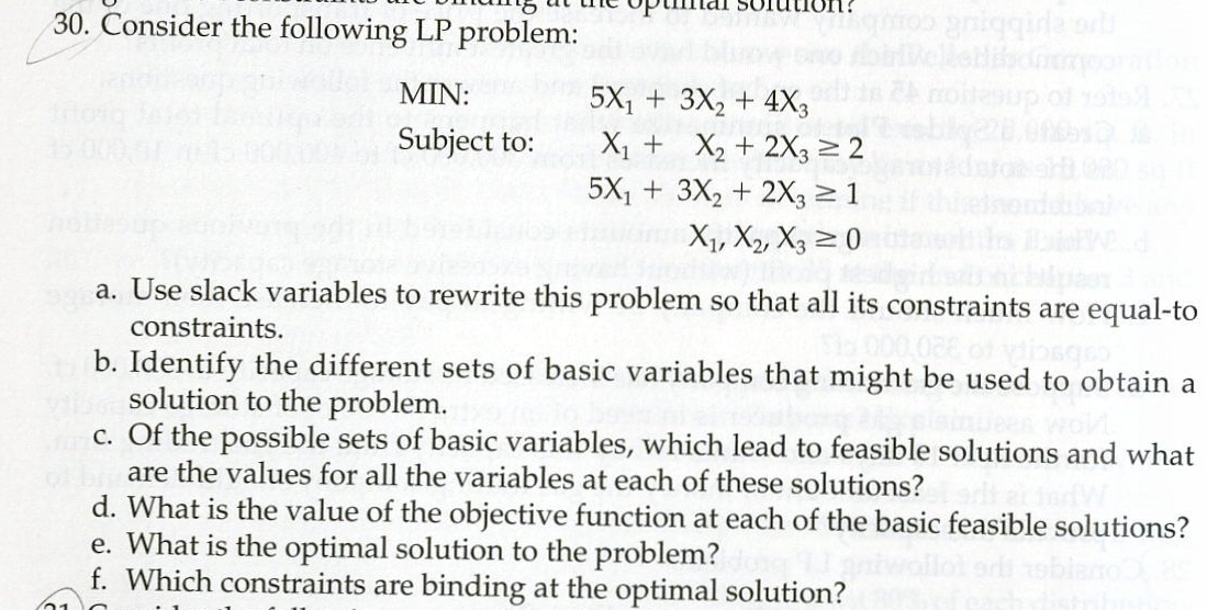 Solved Consider the following LP problem: ﻿MIN: 5x1+3x2+4x3 | Chegg.com