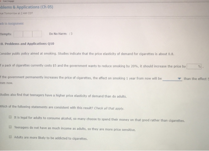 Solved blems&Applications (Ch 05) ue Tomorrow at 2 AM CDT ck | Chegg.com