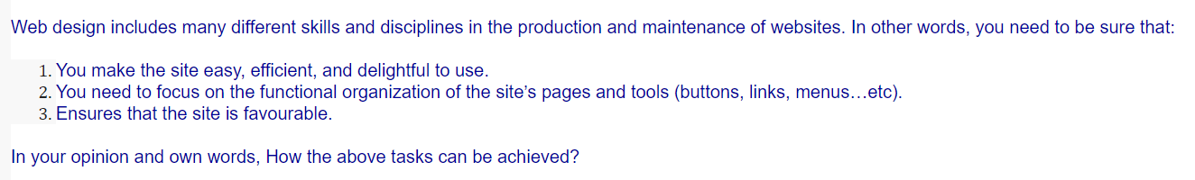 Solved Web design includes many different skills and | Chegg.com
