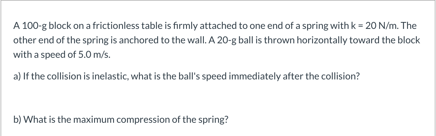 Solved A 100-g block on a frictionless table is firmly | Chegg.com