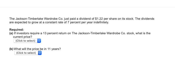 Solved The Jackson-Timberlake Wardrobe Co. just paid a | Chegg.com