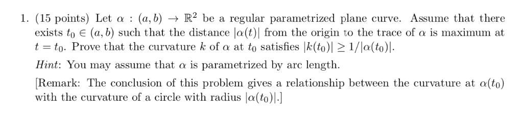 R2 be a regular parametrized plane curve. Assume that | Chegg.com