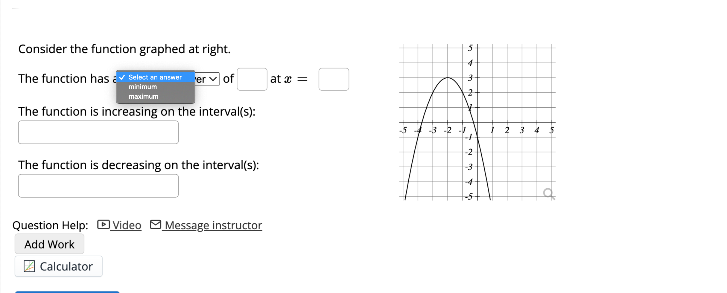 Solved Consider the function graphed at right. The function | Chegg.com