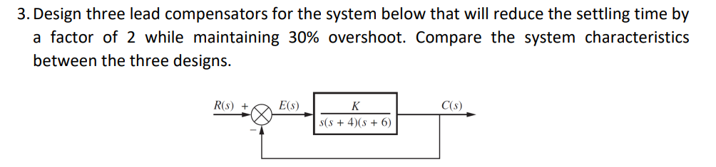 Solved 3. Design three lead compensators for the system | Chegg.com