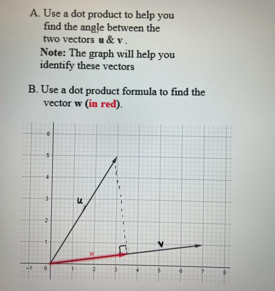 Solved A. Use a dot product to help you find the angle | Chegg.com