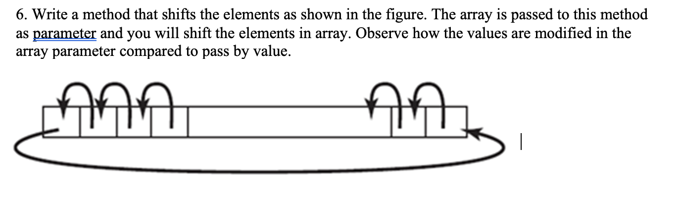 Solved 6. Write a method that shifts the elements as shown | Chegg.com