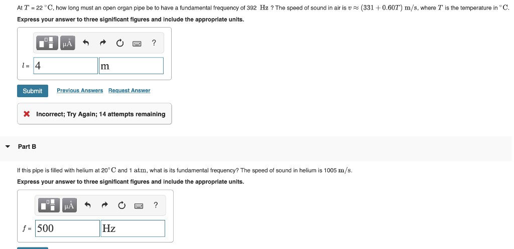 Solved At T=22∘C, how long must an open organ pipe be to | Chegg.com