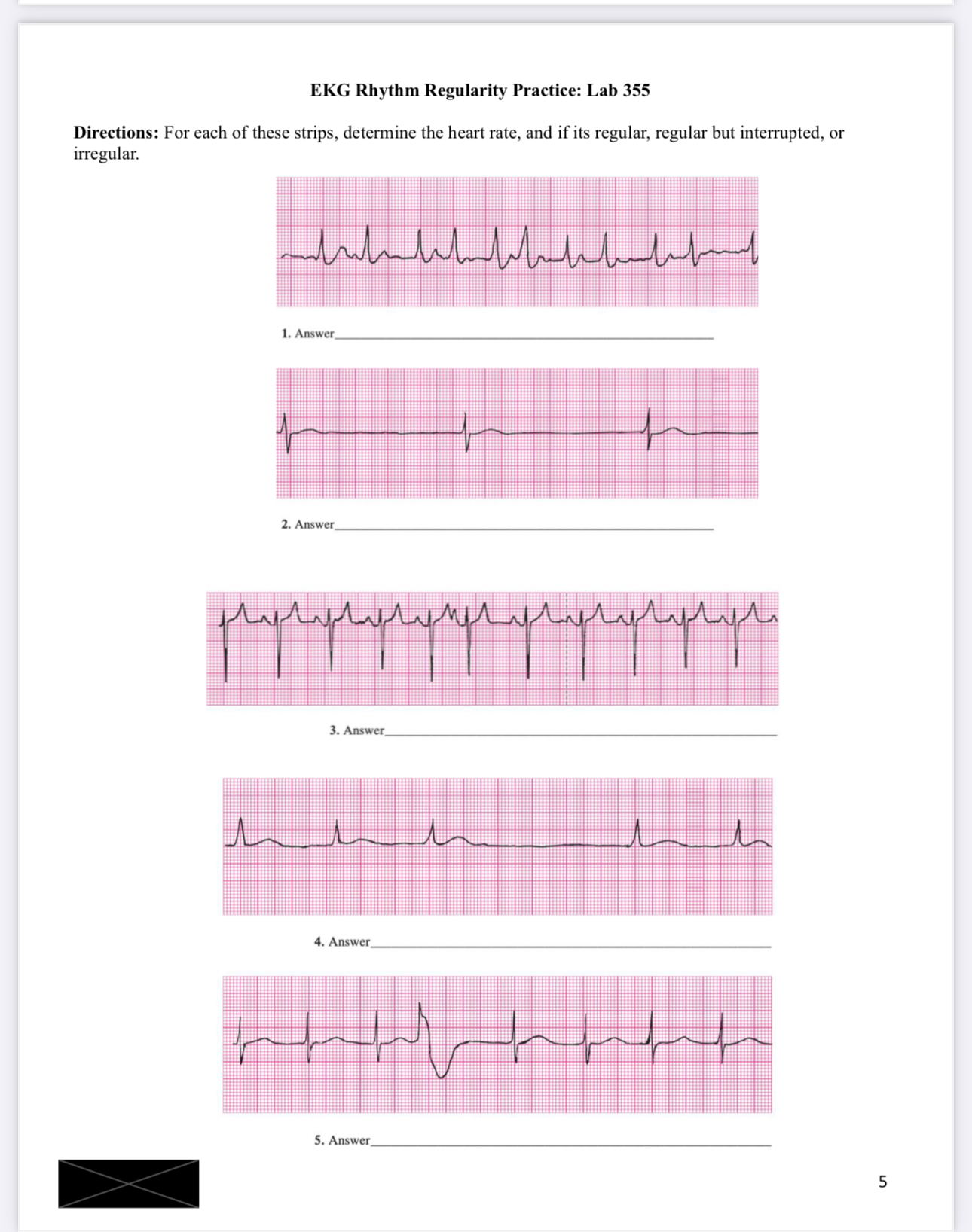 Solved EKG Rhythm Regularity Practice: Lab 355Directions: | Chegg.com