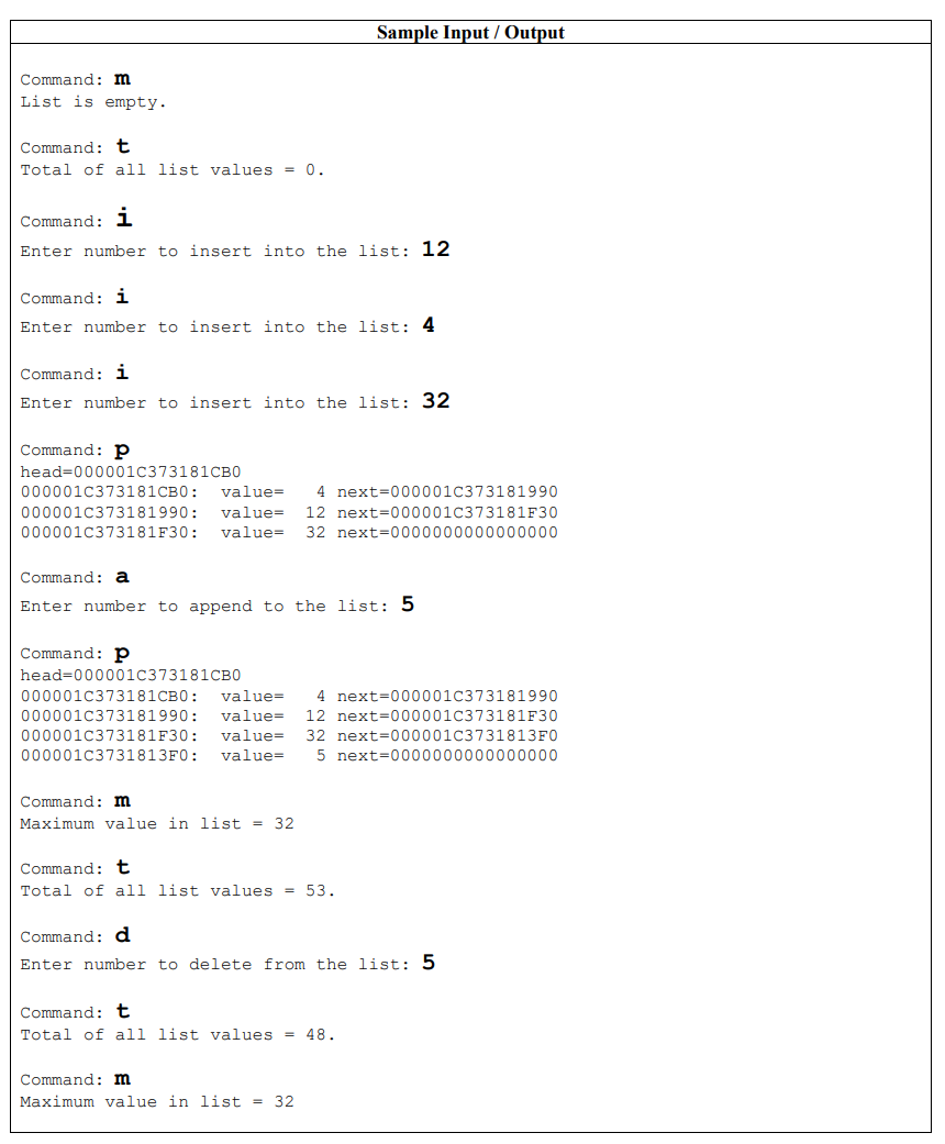 Solved Programming Assignment Create IntList.h and | Chegg.com