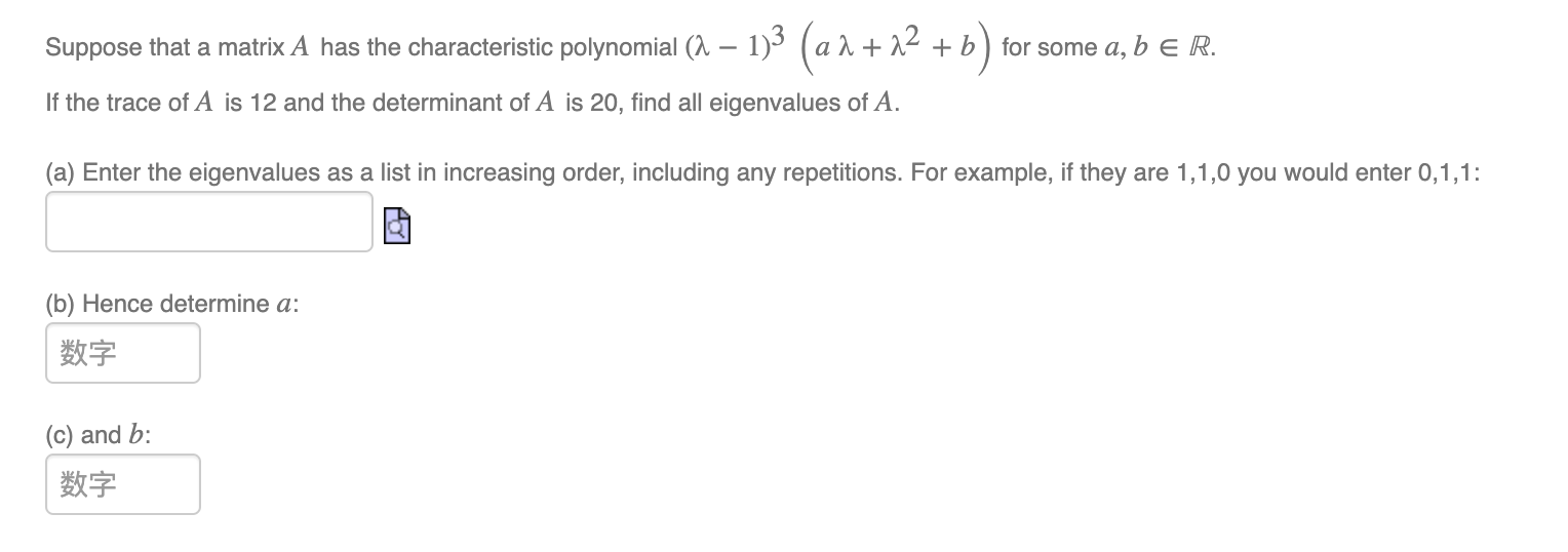 Solved Suppose that a matrix A has the characteristic | Chegg.com