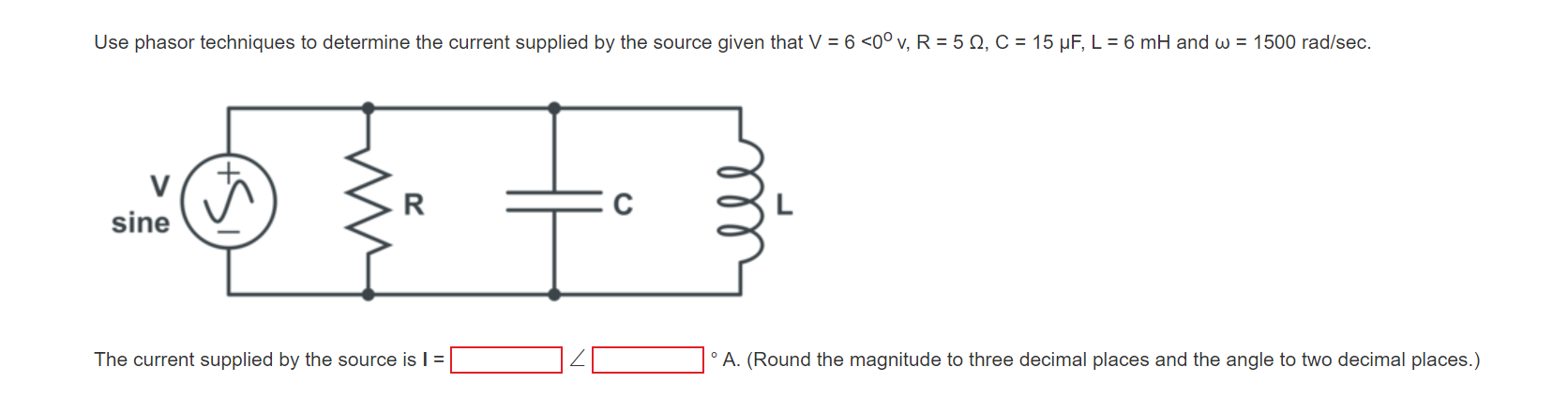 Solved Use phasor techniques to determine the current | Chegg.com
