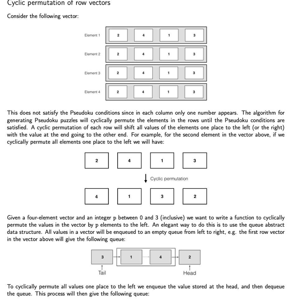 Cyclic permutation of row vectors Consider the | Chegg.com