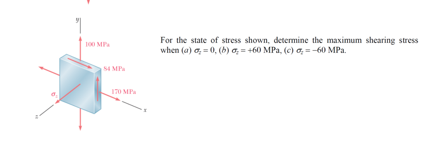 Solved 100 MPa For the state of stress shown, determine the | Chegg.com