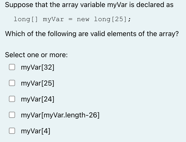 Solved Suppose That The Array Variable Myvar Is Declared As 0635