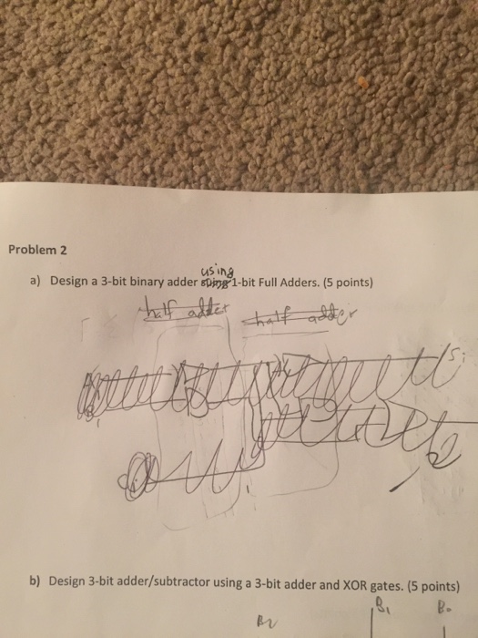 Solved a) Design a 3-bit binary adder using 1-bit Full | Chegg.com