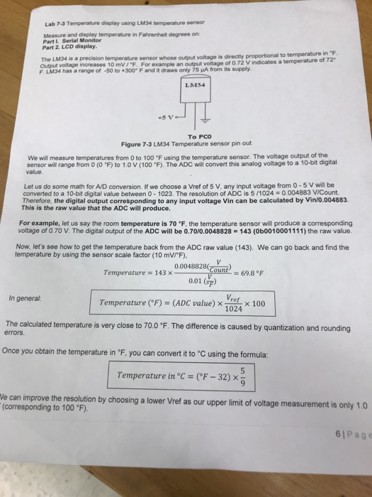 Solved Lab 7-3 Temperature display using LM34 temperature | Chegg.com