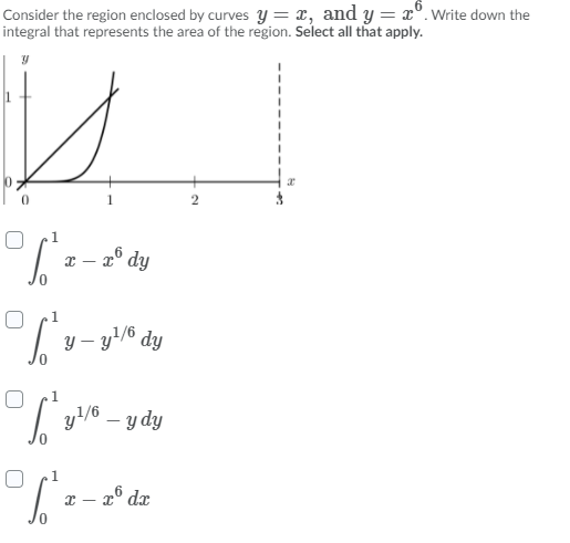 Solved Consider the region enclosed by curves y = x, and y = | Chegg.com