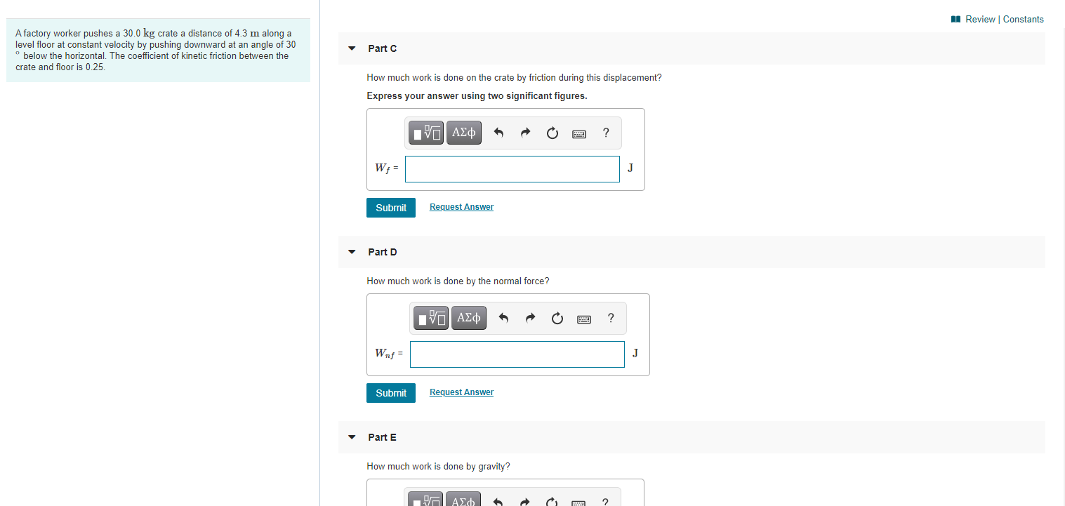 Solved Review Constants A factory worker pushes a 30.0 kg | Chegg.com
