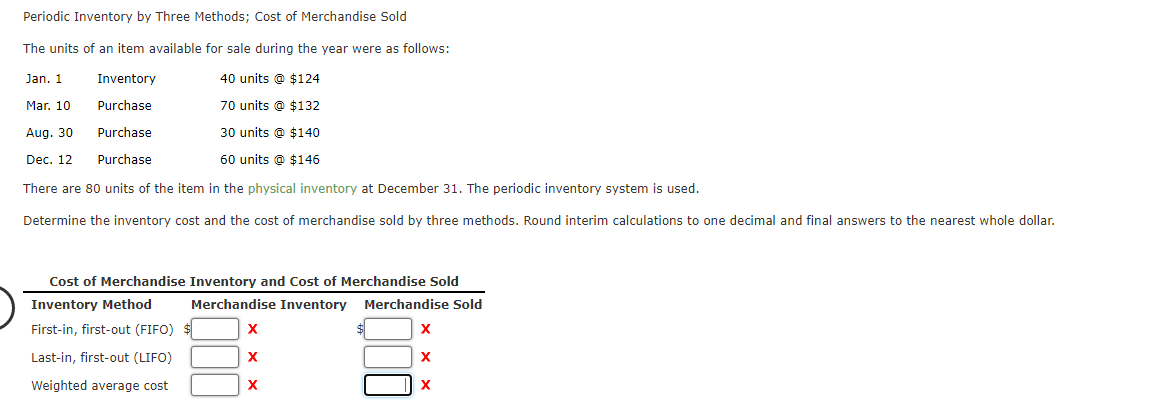 Solved Periodic Inventory by Three Methods; Cost of | Chegg.com