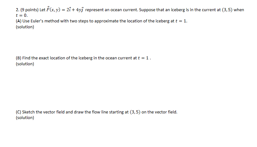 Solved 2. (9 points) Let F(x,y)=2 +4y represent an ocean | Chegg.com