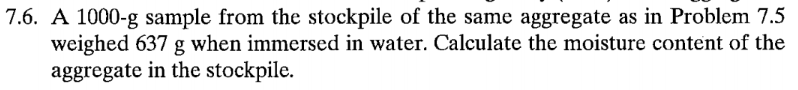 Solved 7.5. A 1000-g sample of coarse aggregate in the SSD | Chegg.com