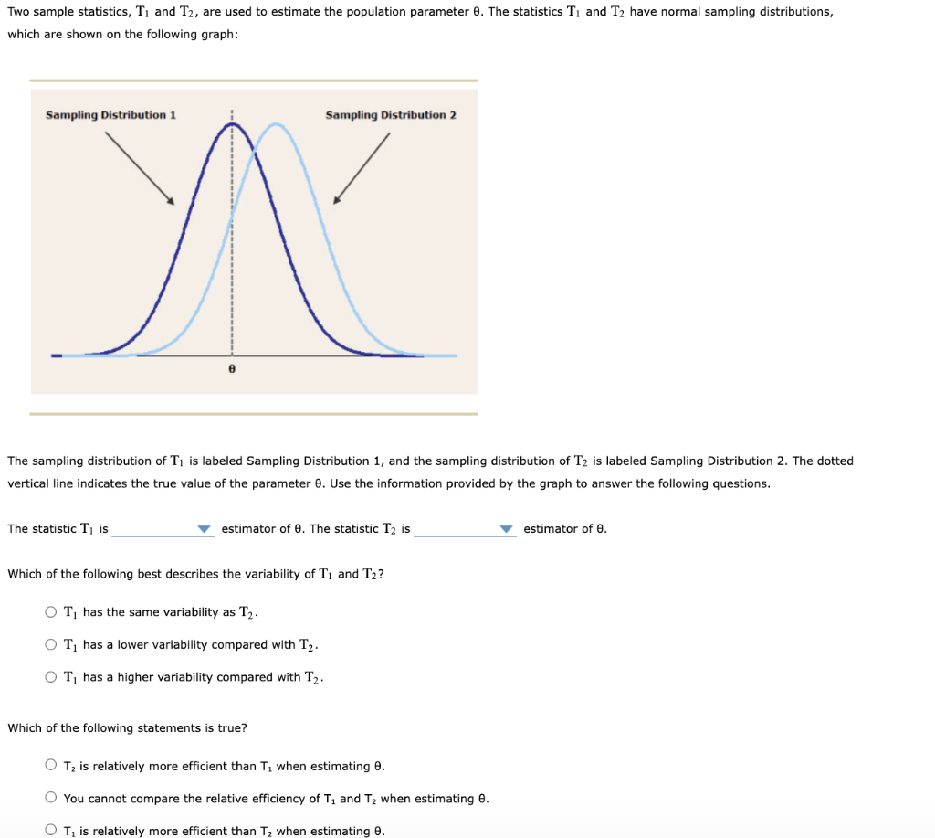 Solved Two sample statistics, T, and T2, are used to | Chegg.com