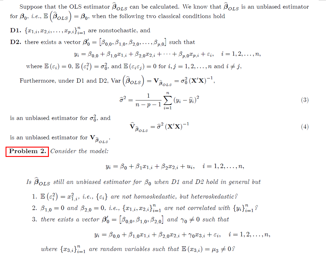 Suppose that the OLS estimator Bols can be | Chegg.com