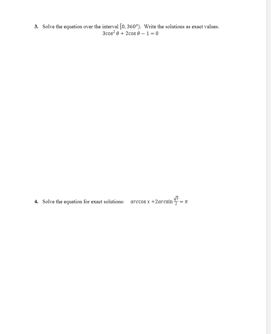 Solved Could someone help me with these trig questions quick | Chegg.com