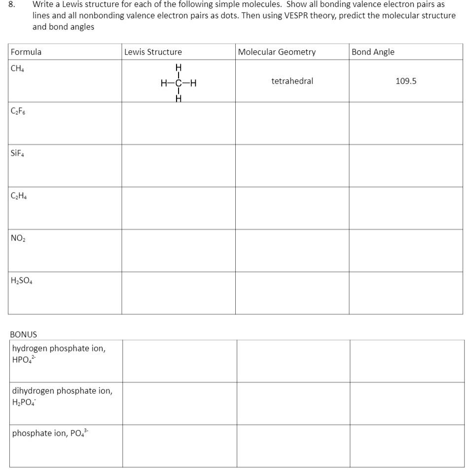 Solved 8. Write a Lewis structure for each of the following | Chegg.com
