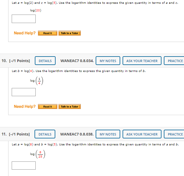 Solved Let a = log(2) and c = log(5). Use the logarithm | Chegg.com