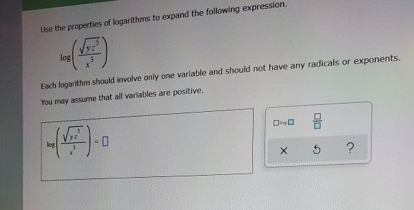Solved Use the properties of logarithms to expand the | Chegg.com