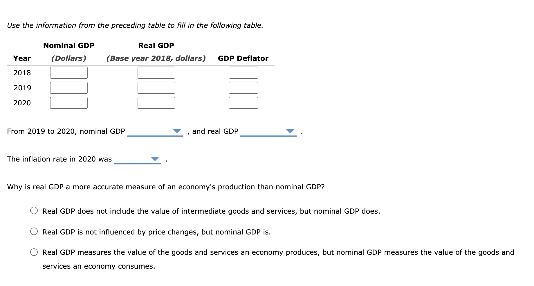 Solved 10. Real versus nominal GDP Consider a simple economy | Chegg.com