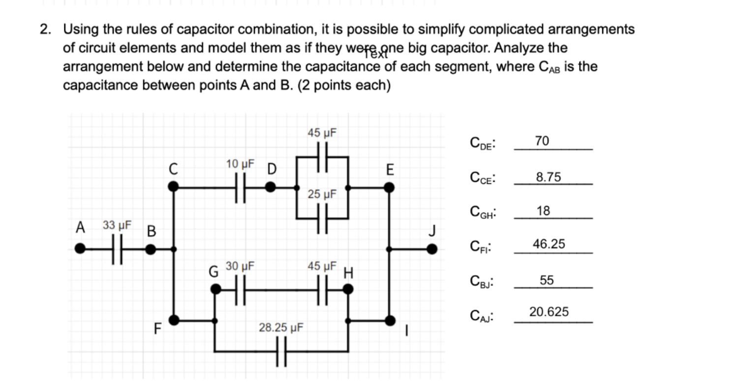 Solved 2. Using the rules of capacitor combination, it is | Chegg.com
