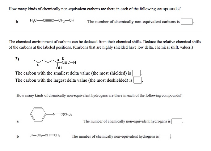 Solved How many kinds of chemically non-equivalent carbons | Chegg.com