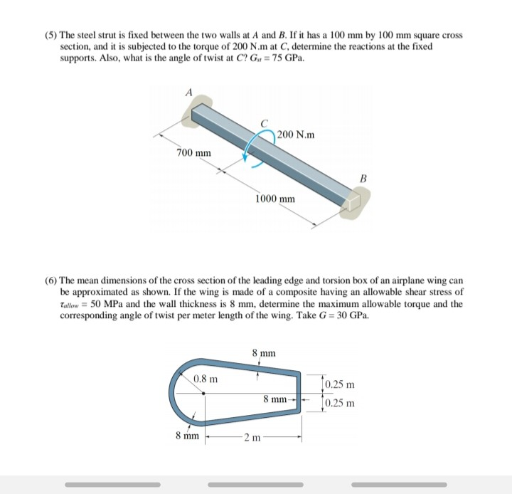 Solved (5) The steel strut is fixed between the two walls at | Chegg.com