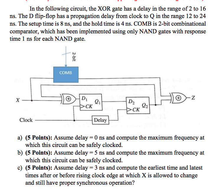 Solved In the following circuit, the XOR gate has a delay in | Chegg.com