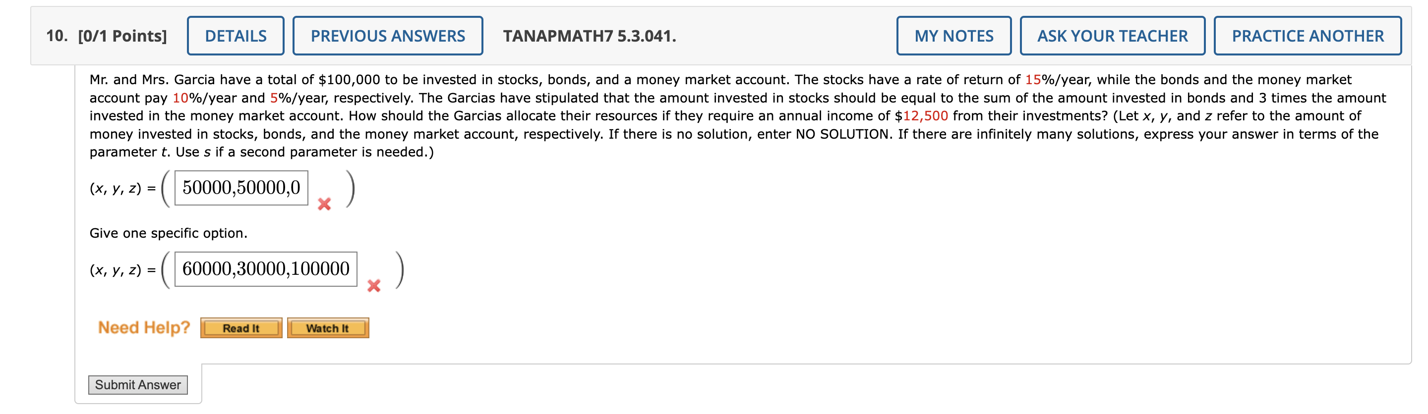 Solved 0/1 Points] TANAPMATH7 5.3.041. Mr. and Mrs. Garcia | Chegg.com