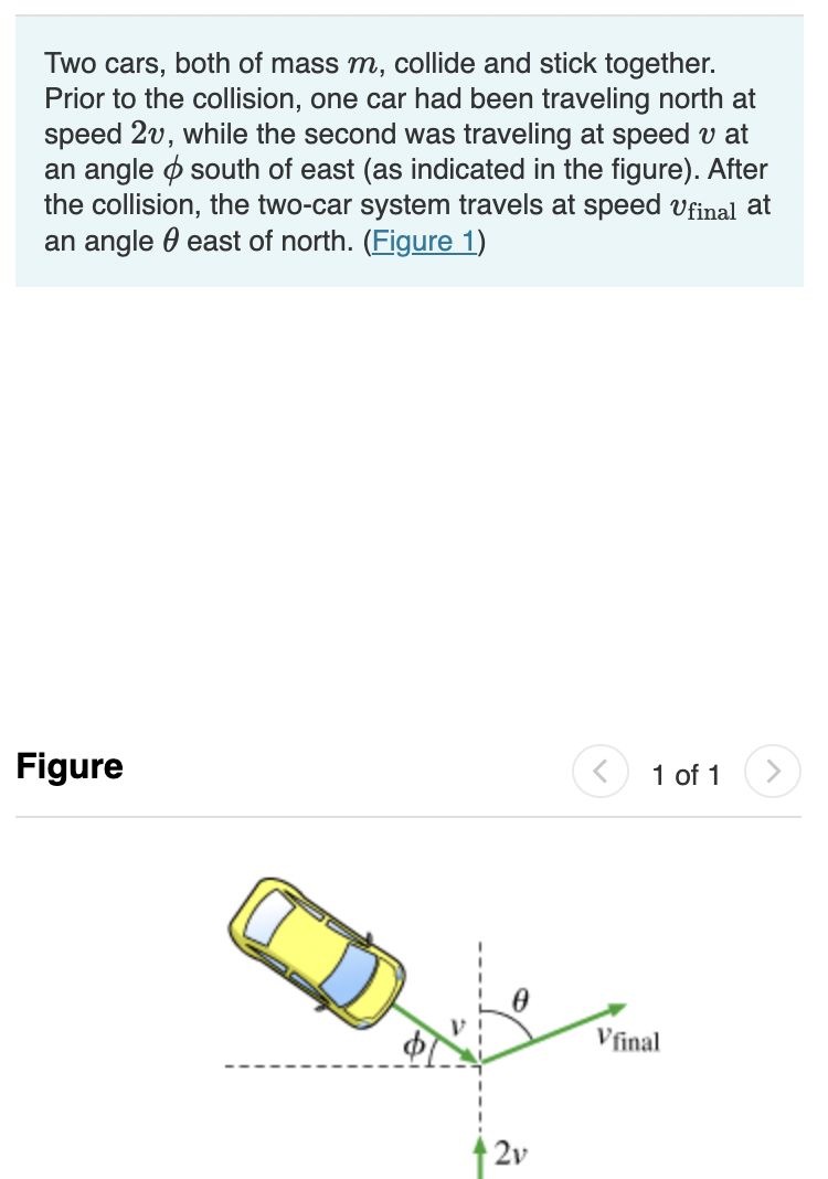 Solved Two cars, both of mass m, collide and stick together. | Chegg.com