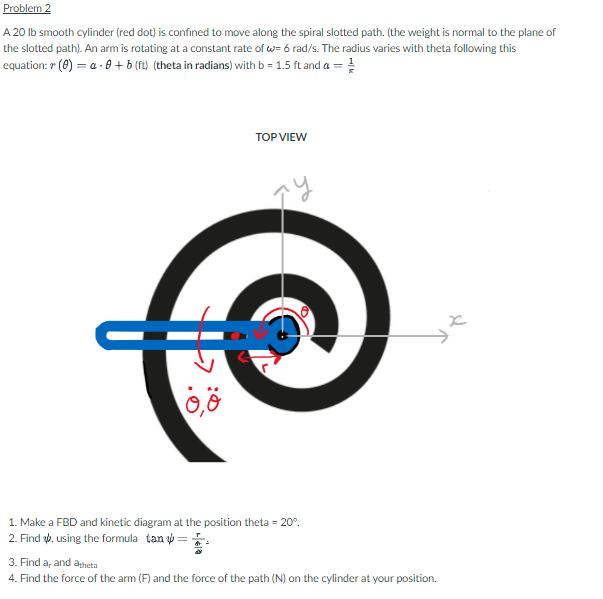 Solved A 20lb smooth cylinder (red dot) is confined to move | Chegg.com