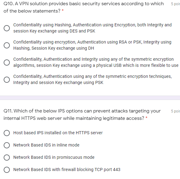 Solved Q10. A VPN solution provides basic security services | Chegg.com