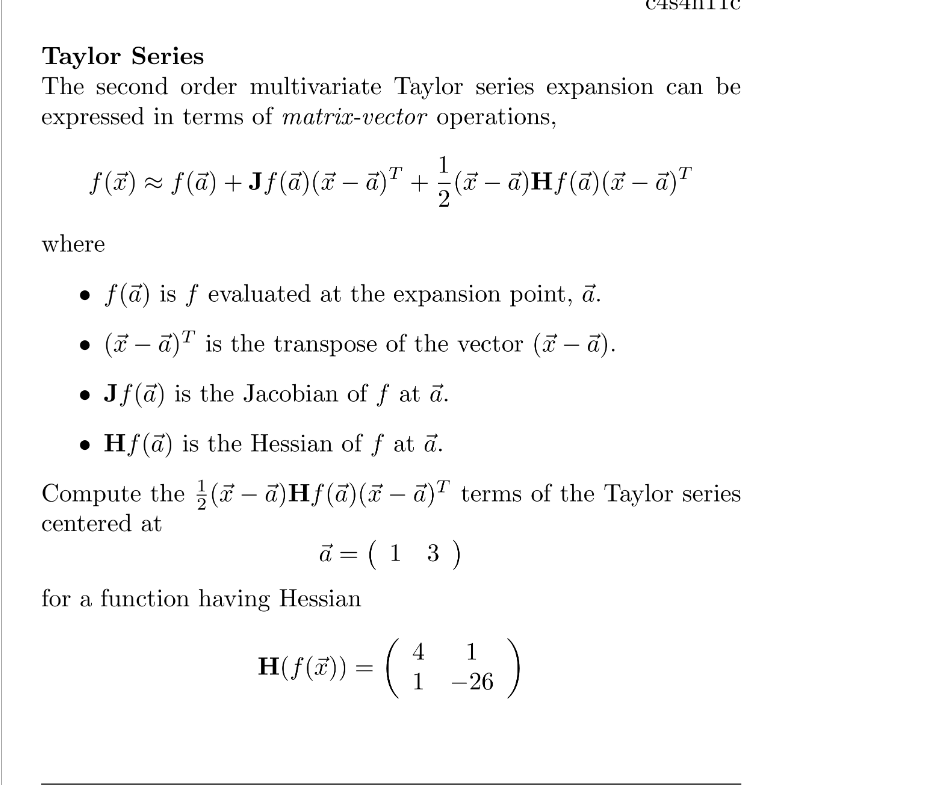Solved Taylor Series The second order multivariate Taylor | Chegg.com