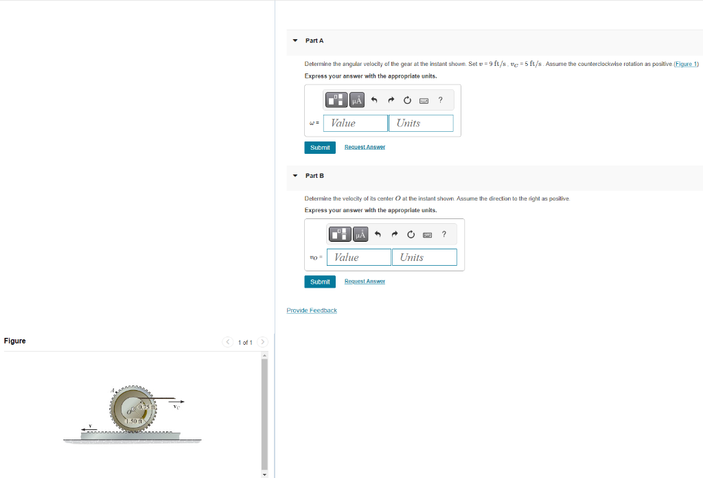 Solved Determine The Angular Velocity Of The Gear At The