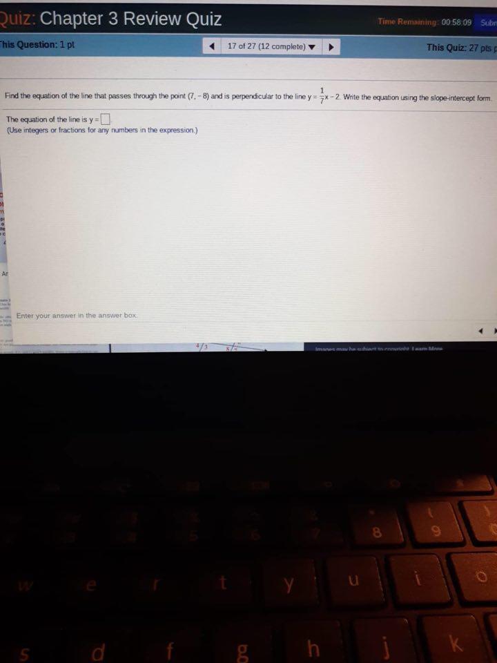 Solved Time Remaining 00:58 09 Subr Quiz: Chapter 3 Review | Chegg.com